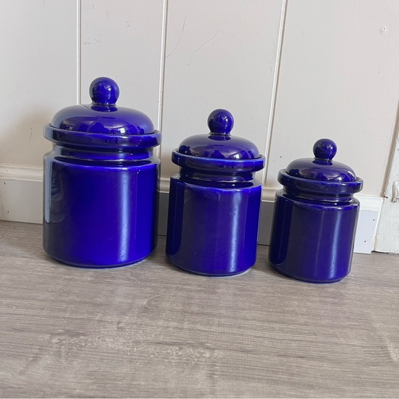 Kitchen | Vintage Cobalt Blue Kitchen Canisters | Poshmark